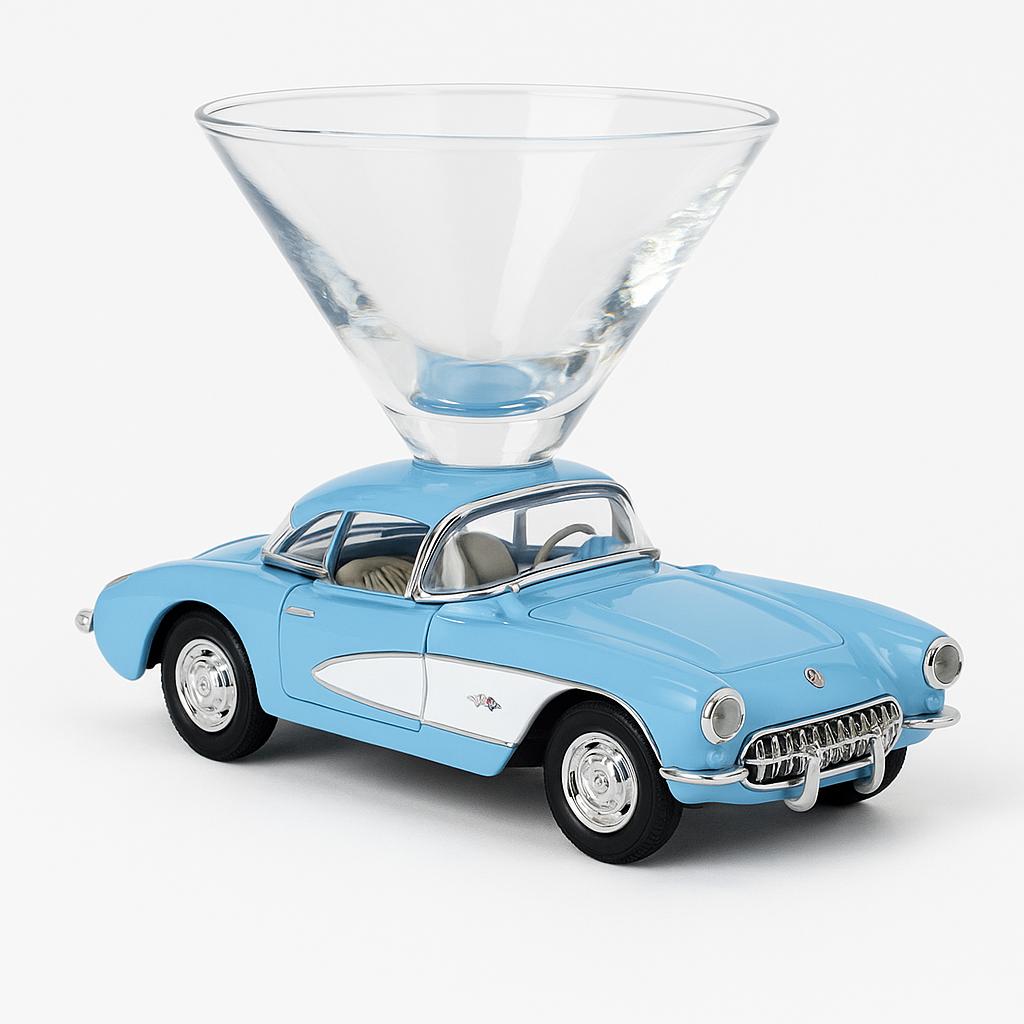 Chevy Corvette Martini Glass - Blue – Cartini Glassware